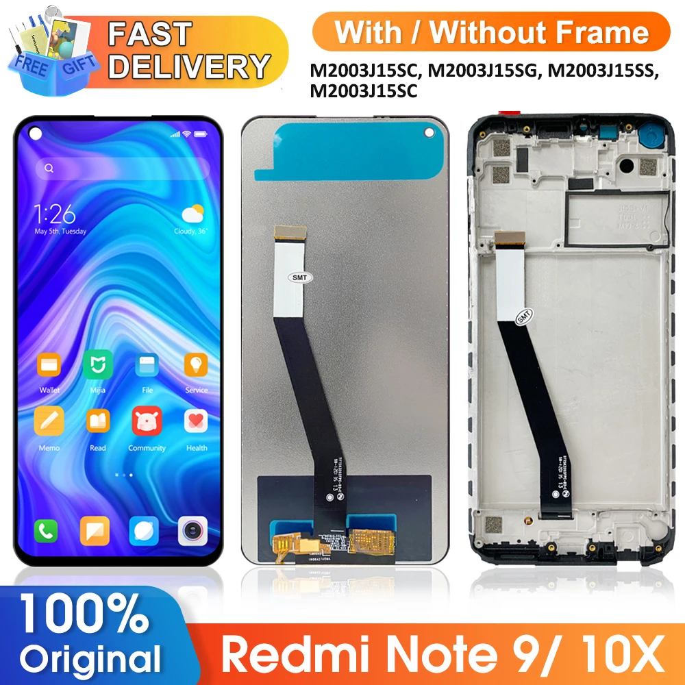 6.53 Original Original Original Lcd Para Xiaomi Redmi Nota 9 Note9 M2003j15sc Display Lcd De ...