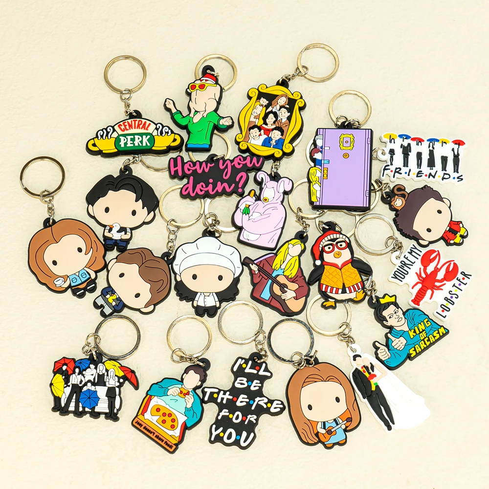 30PCS-Set-Classic-Style-Keychain-Cute-Old-Friends-Keyring-Character-Key ...