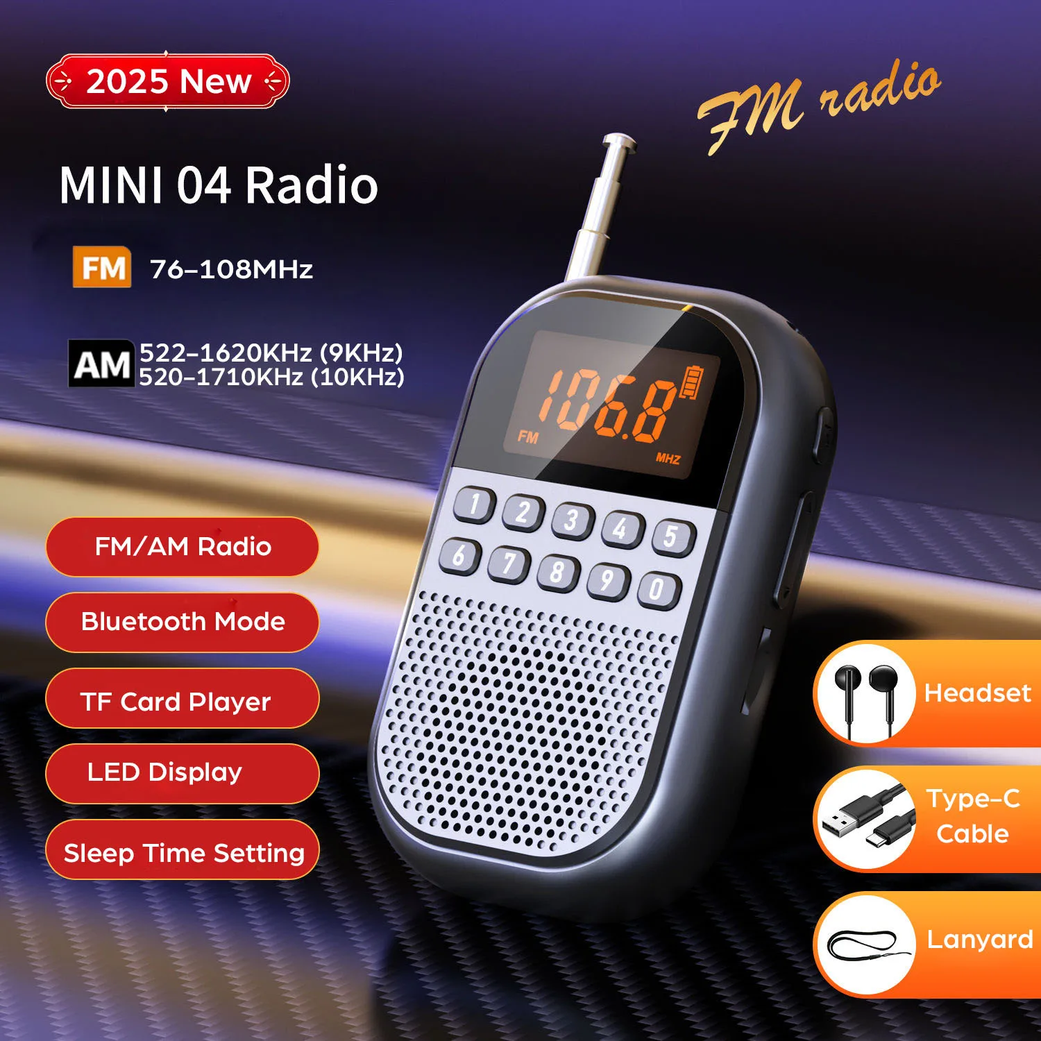 Mini Pocket FM AM Radio DSP Radios Receiver Wireless Bluetooth Speaker ...