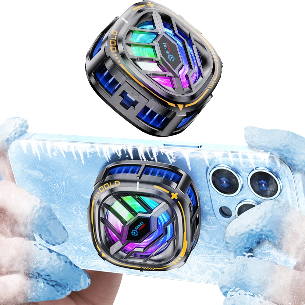 Magnetic-Back-Clip-Cell-Phone-Cooler-Three-Speed-Adjustable-RGB-Mobile ...