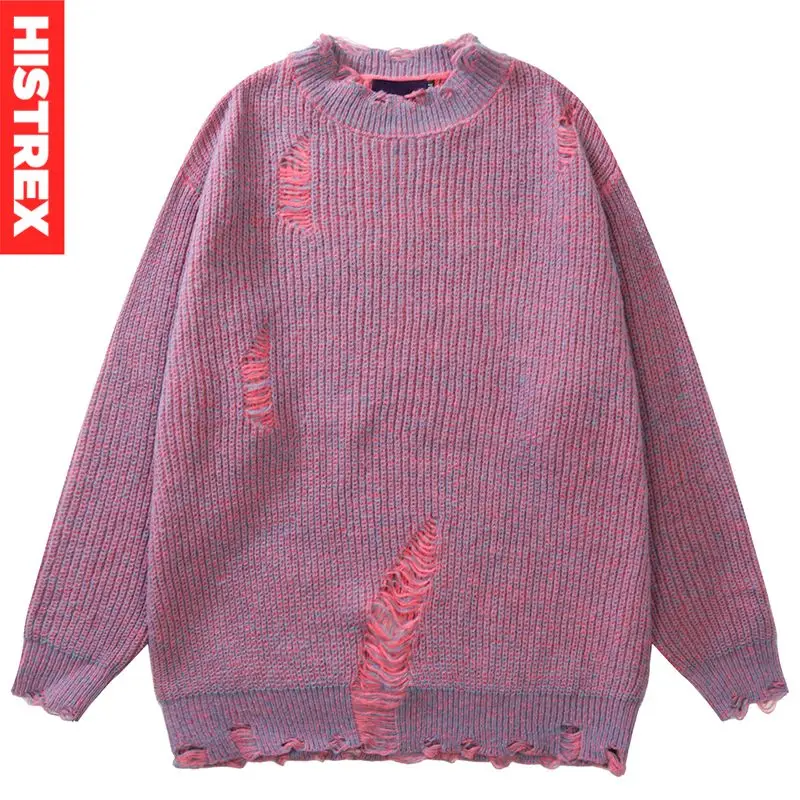 Ripped Sweater Women,Autumn Winter Knitted Jumpers,Hip Hop Knit ...