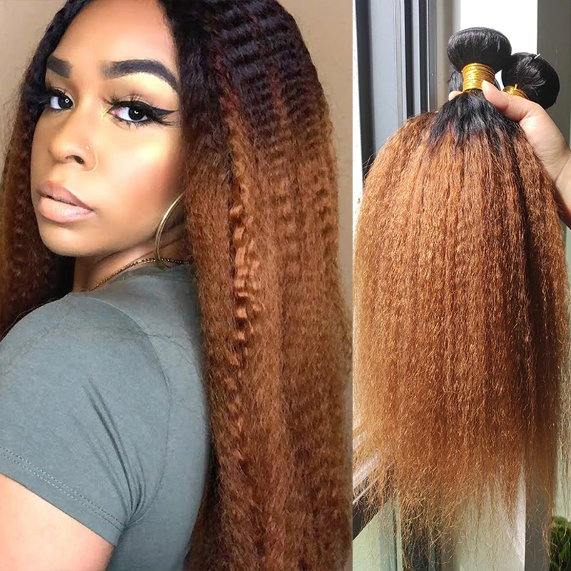 12A-Afro-Kinky-Straight-Hair-Bundles-4C-Brown-Ombre-Yaki-Human-Hair ...