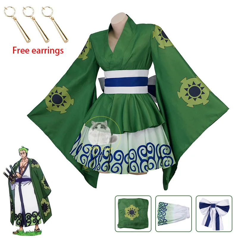 Anime Roronoa Zoro Cosplay Costume Uniform Roronoa Zoro Green Dress ...