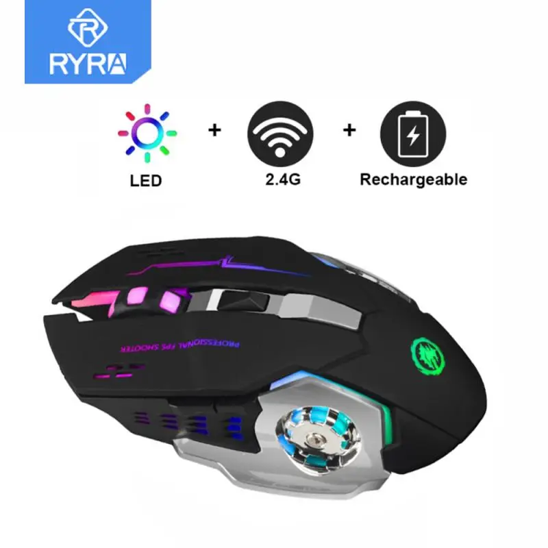 Ryra recarregável wired wirelemouse silencioso sem fio gamer mouse computador mecânico e ...