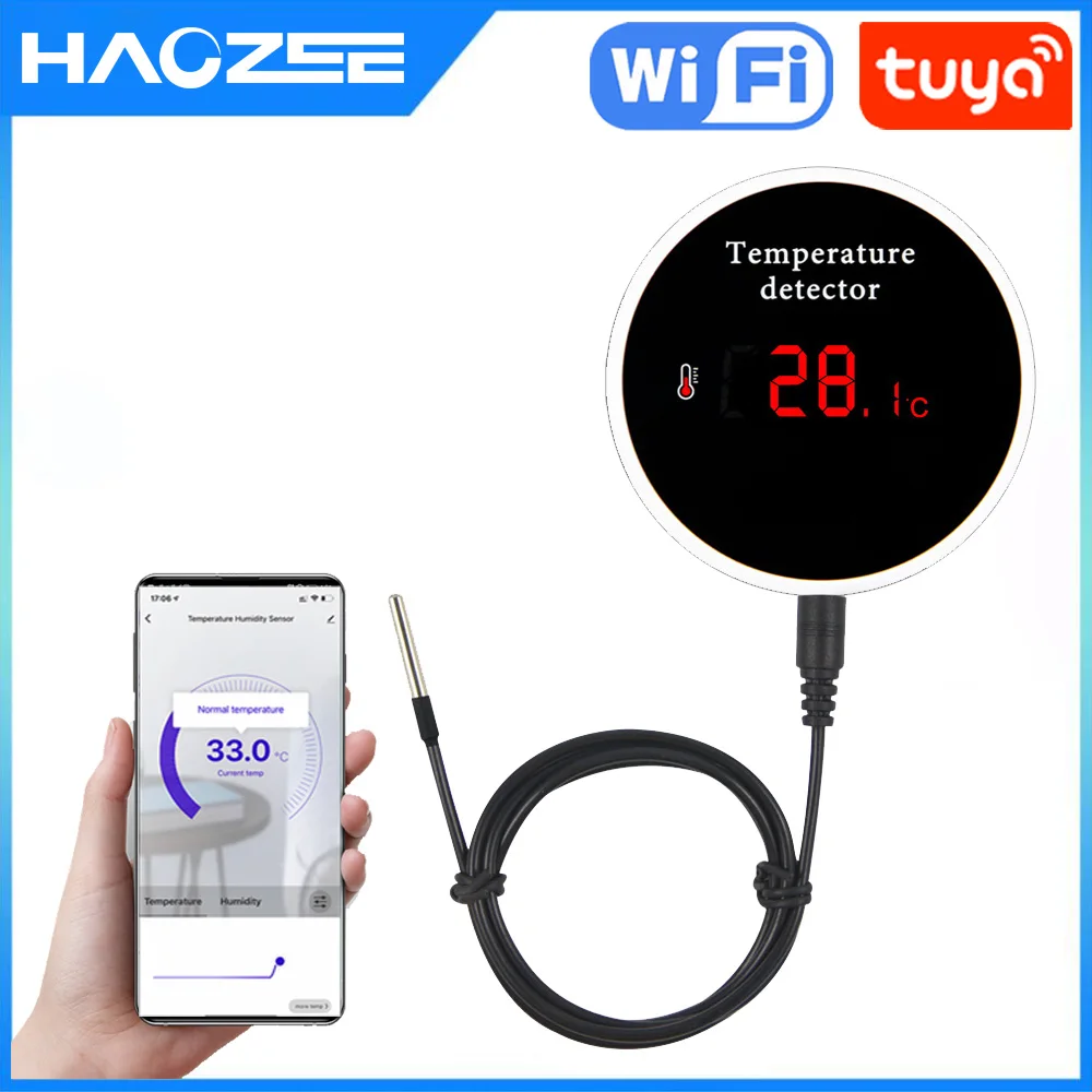 Tuya Smart WIFI Hygrometer Thermometer With External Temperature USB ...