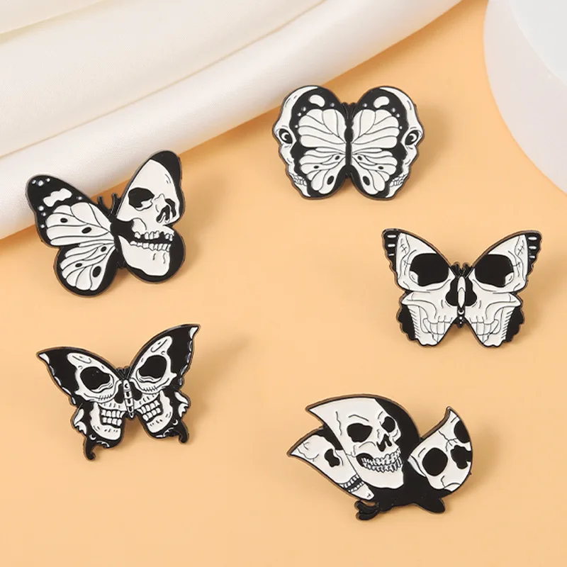 Broche-de-calavera-y-mariposa-Para-mujer-alfileres-de-insectos ...