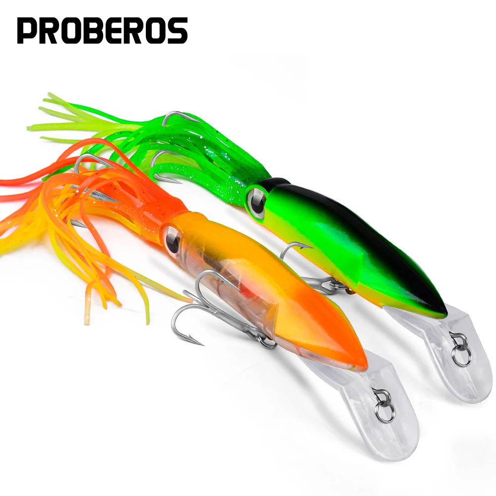 PROBEROS 1PCS 오징어 미끼 Wobbler 23cm 40g 슬리브 물고기 낚시는 떠 다니는 생체 공학 긴 주조 미끼 ...