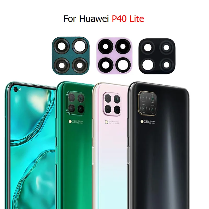 Original para Huawei P40 Lite cámara trasera cristal con pegatina adhesiva cubierta de cámara ...