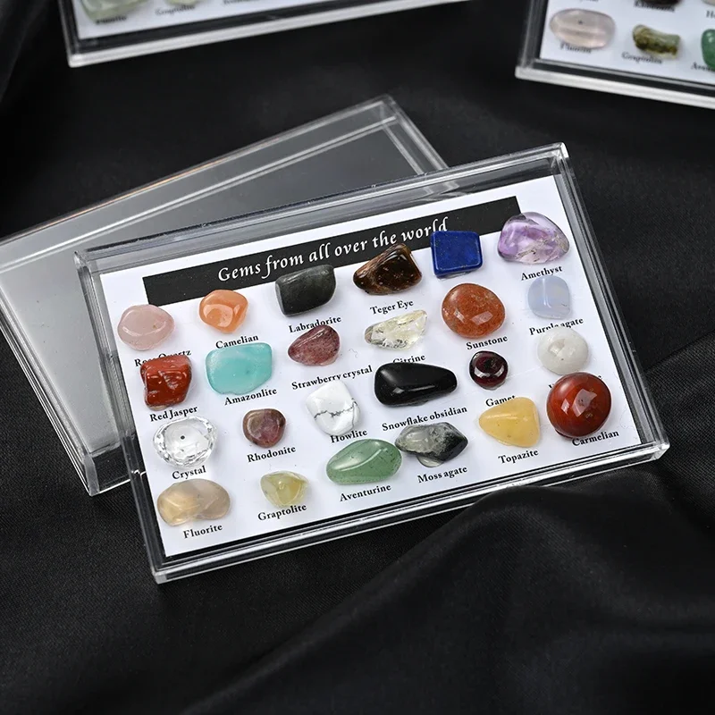 24pcs-Rock-Gemstones-Collection-Box-Quartz-crystals-Amethyst-Ore-Stone ...