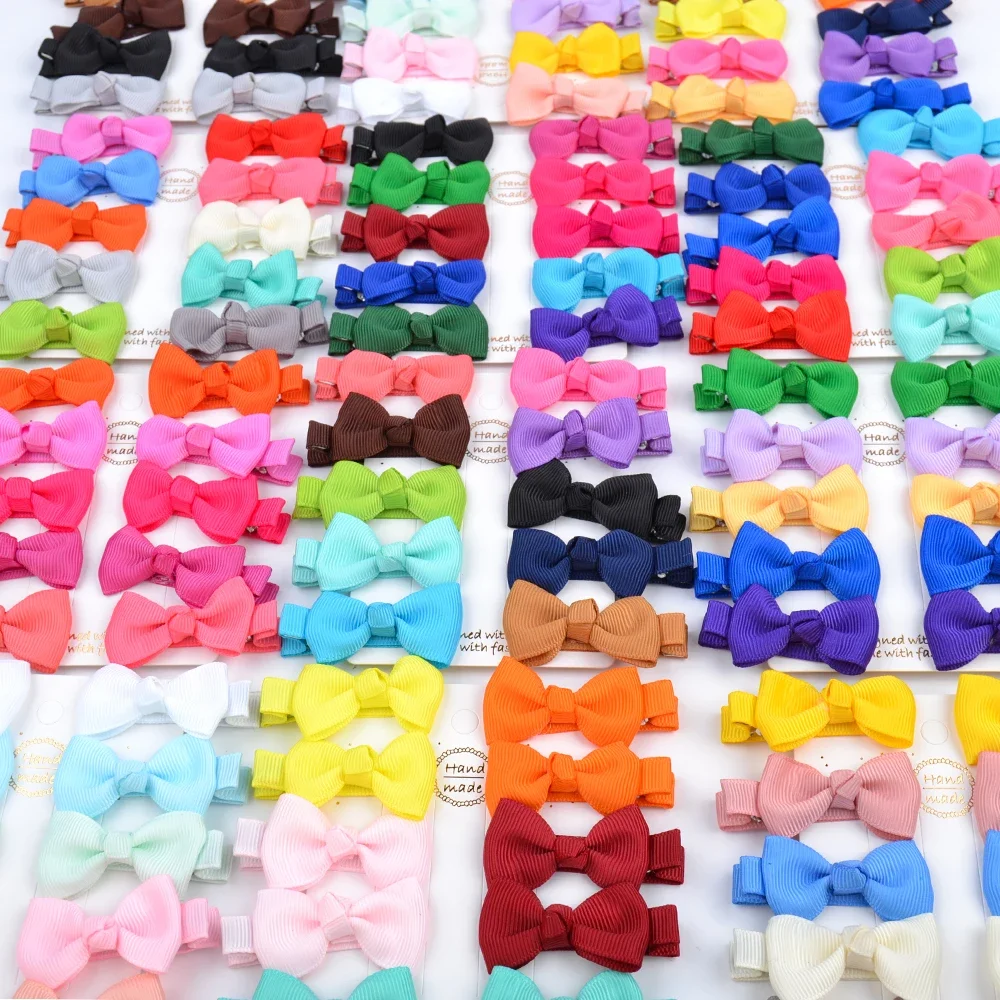 Mini-Bow-Tie-Hair-Clip-para-Crian-as-Solid-Ribbon-Safety-Ribbon-Coberto ...