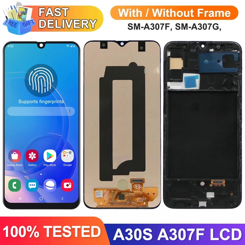 A30S Screen with Fingerprints, for Samsung Galaxy A30S A307 A307F LCD ...