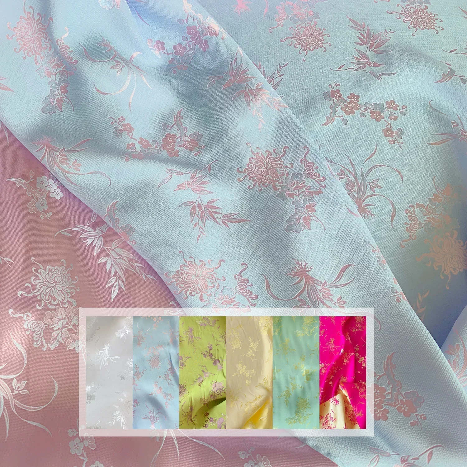 jacquard-silk-fabric-crepe-By-The-Meter-for-cheongsam-Hanfu-Dresses ...