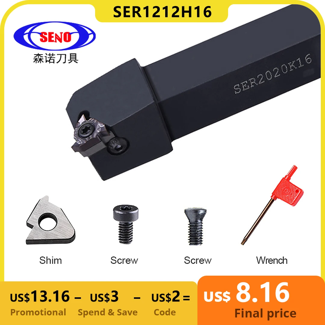 SENO-External-Thread-Turning-Tool-Holder-SER1212-SER1616H16-SER2020K16 ...