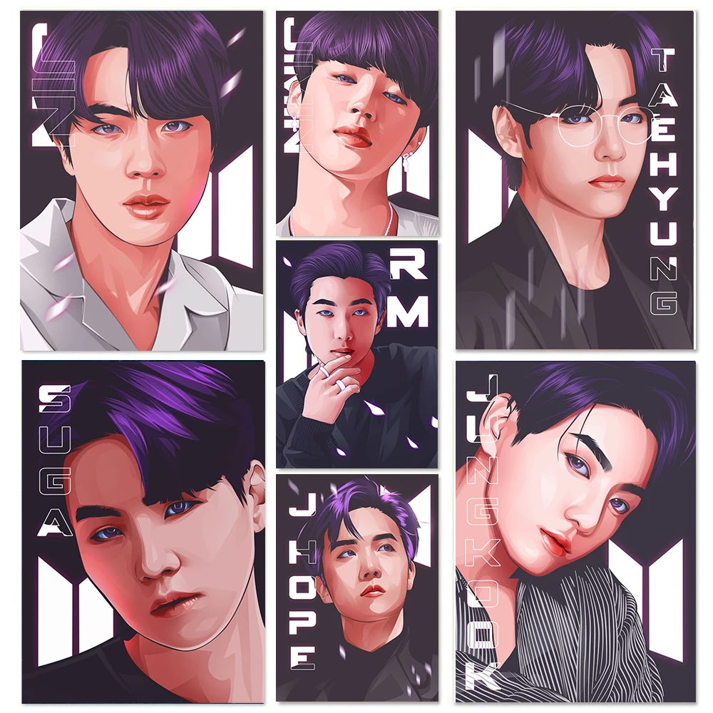 Korean-Idol-Kpop-Group-Portrait-Poster-Canvas-Painting-Singer-Print ...