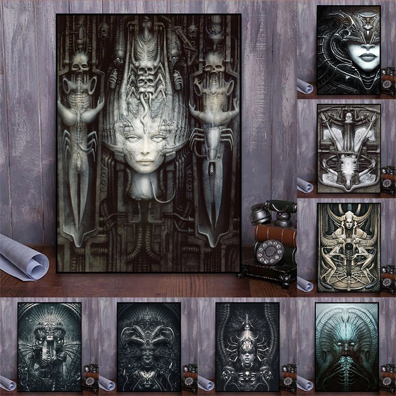 Alien-Horror-Hr-Giger-Li-II-Abstract-Posters-and-Prints-Canvas-Painting ...
