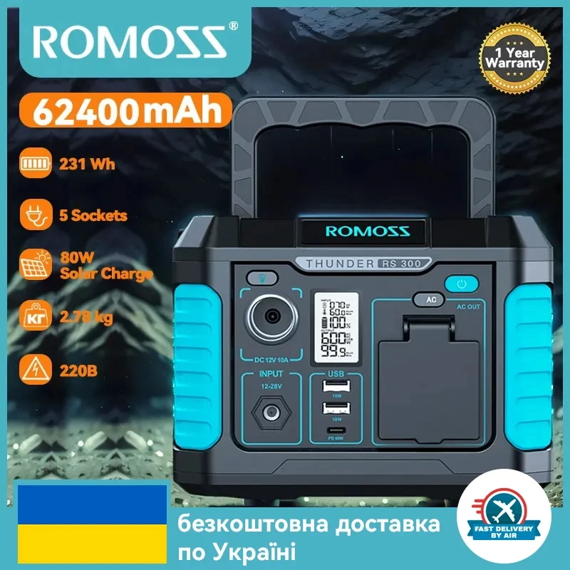 ROMOSS-Portable-Power-Station-300W-1500W-Solar-Generator-Lifepo4 ...