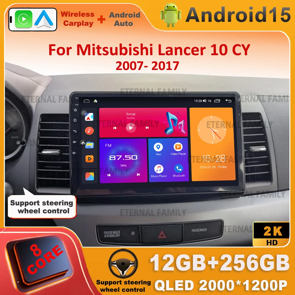 Android 15 Carplay Car Radio for Mitsubishi Lancer 10 CY 2007 - 2017 ...