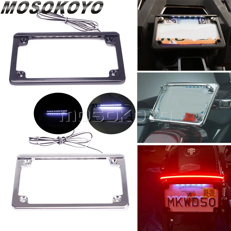 Motorcycle Flat Style LED License Plate Frame For Harley Touring Road ...