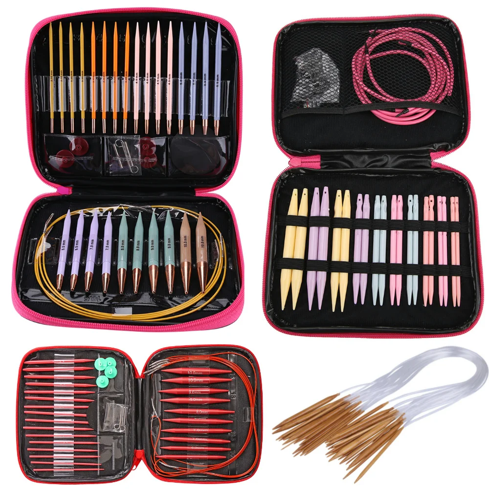 18-10 Pairs Circular Knitting Needles Set Interchangeable Crochet ...