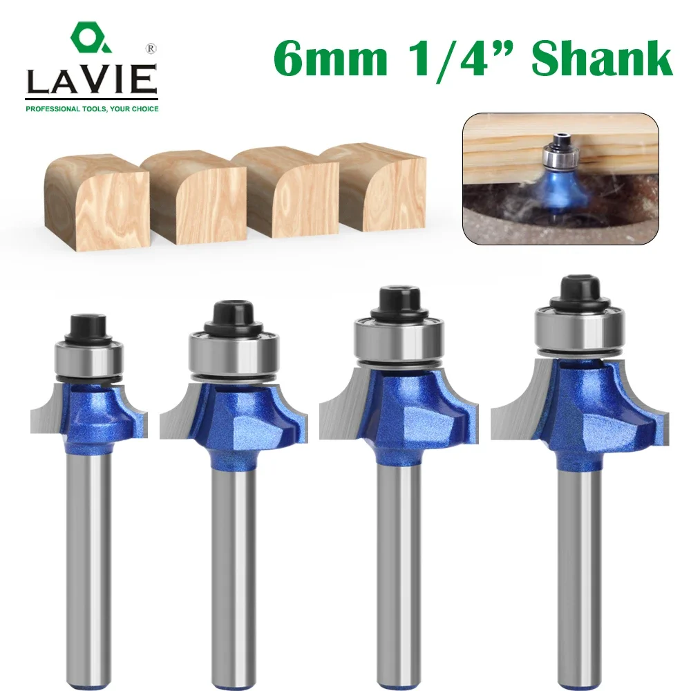 LAVIE-4pcs-6mm-1-4-Shank-Corner-Round-Professional-level-Over-Router ...