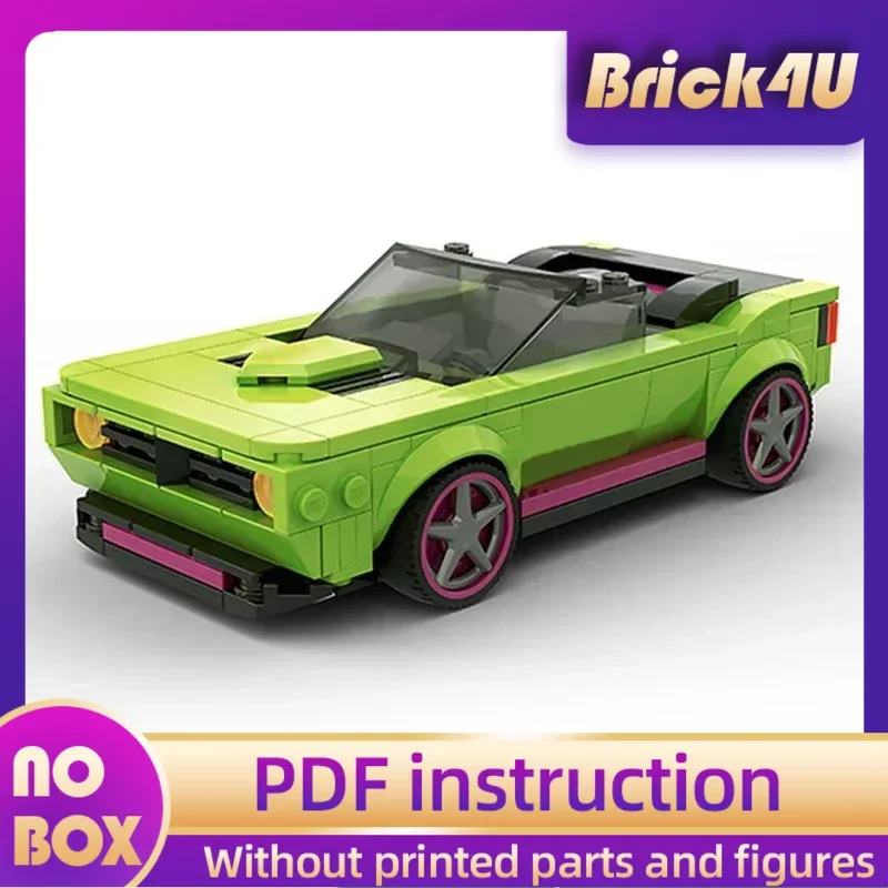 Speed Model Moc Building Bricks Green Muscle Car Technology Modular ...