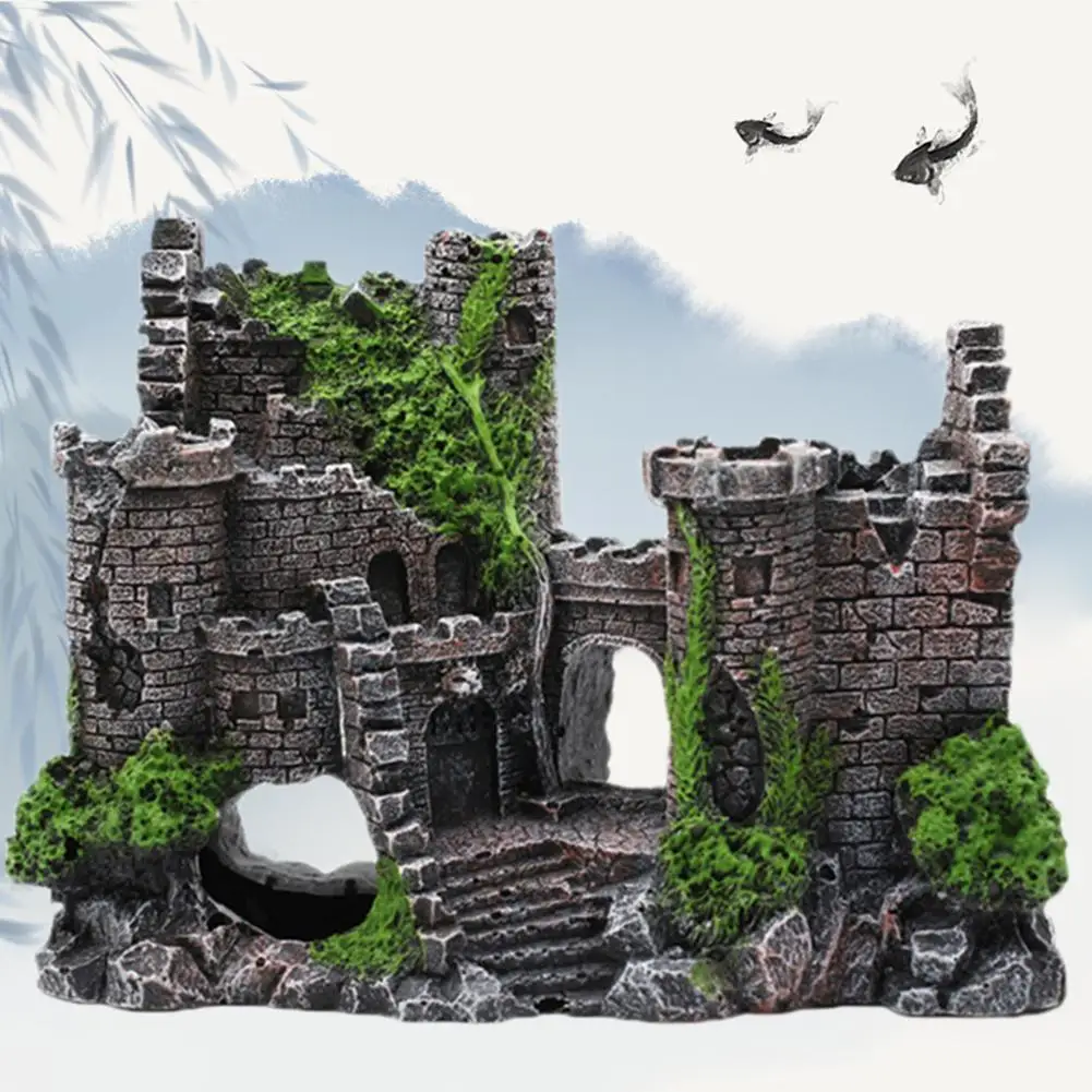 NEW-Artificial-Ancient-Castle-Resin-Ornament-Aquarium-Rock-Cave ...