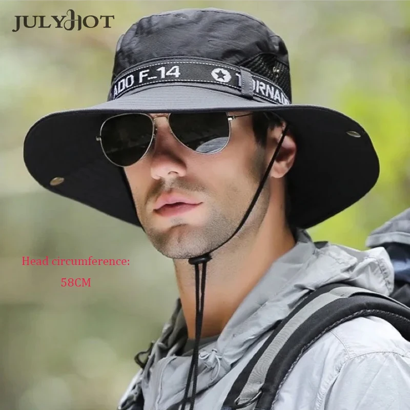 Wind-proof-outdoor-hat-in-summer-Wide-Brim-Flat-Top-Men-camping ...