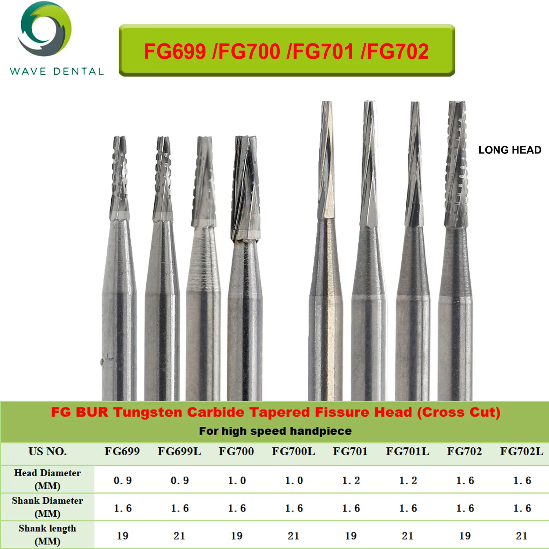 PRIMA-WAVE-Dental-Carbide-Burs-Dentistry-Drill-Tapered-Fissure-Cross ...