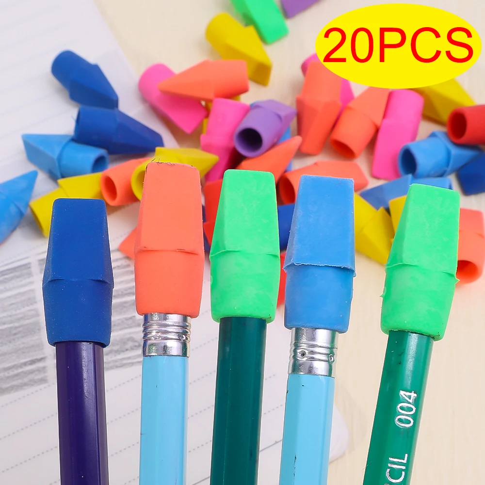 20Pcs-Wholesale-Pencil-Top-Eraser-Caps-Chisel-Shape-Pencil-Eraser ...