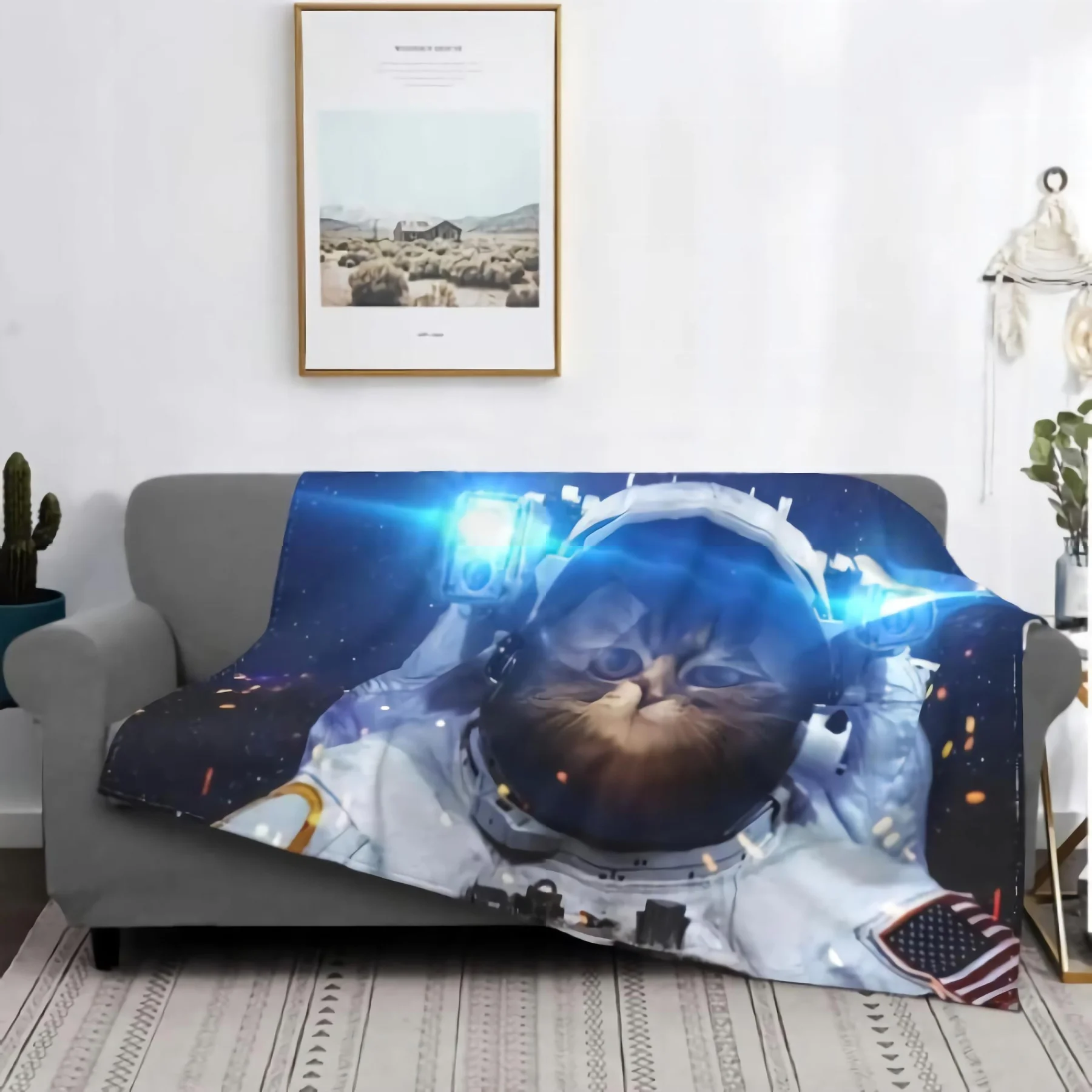 Space-Cat-Astronaut-Funny-Spacesuit-Light-Throw-Blanket-for-Couch ...