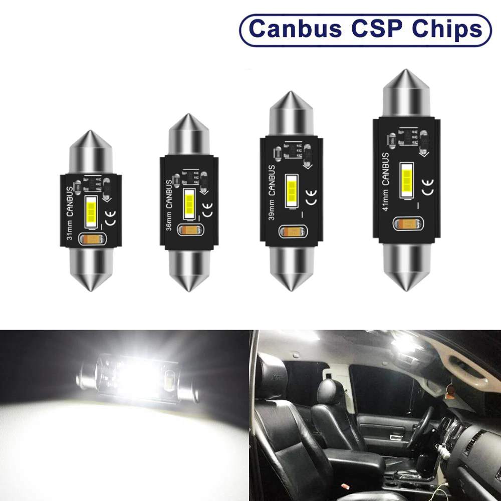 2pcs C5W C10W Festoon 31mm 36mm 39mm 41mm LED Bulbs Canbus Error Free Super Bright CSP Chips Car ...