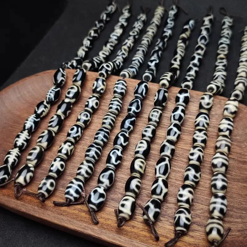 15Pcs-String-Wholesale-Tibetan-Agate-Dzi-Beads-8-12mm-Money-Hook-Bodhi ...