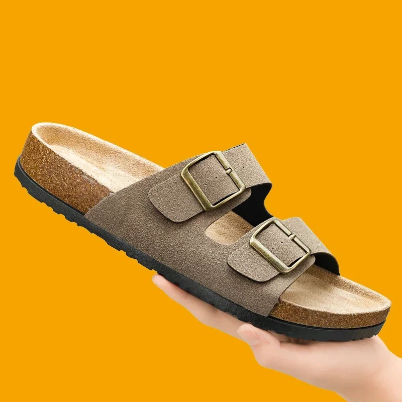 Flip-Flops-Women-Slippers-Female-Metal-Rivets-Plat-Slides-Soft-Cork ...