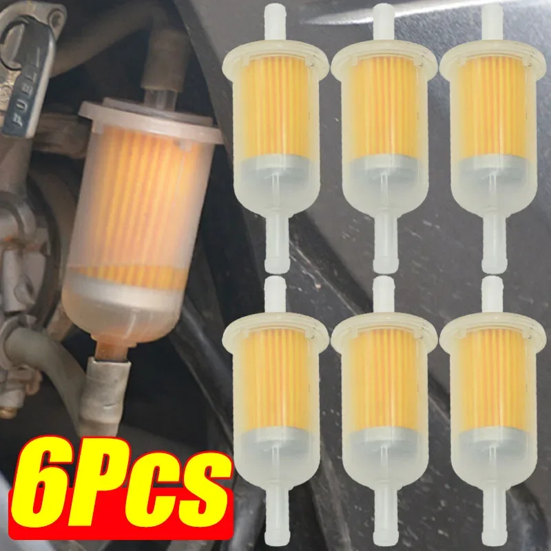 1-6Pcs 6MM-8MM Car Gasoline Oil Filter Pipes Universal Inline Gas Fuel ...