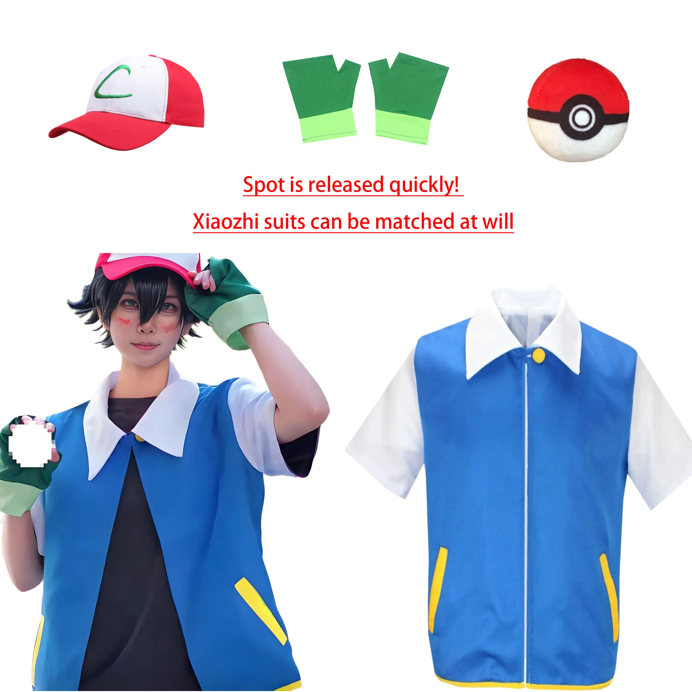 Ash Ketchum Anime Cosplay Costume for Boys And Girls Blue Jacket ...