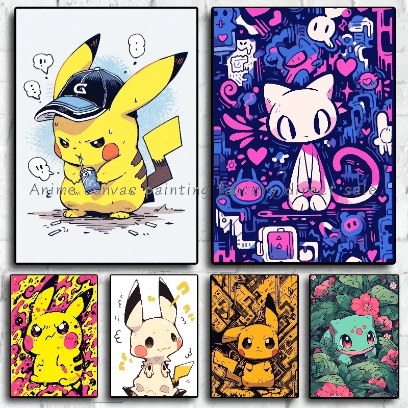 Anime-Pokemon-Pikachu-Bulbasaur-Pikachu-Gengar-Poster-HD-Canvas ...