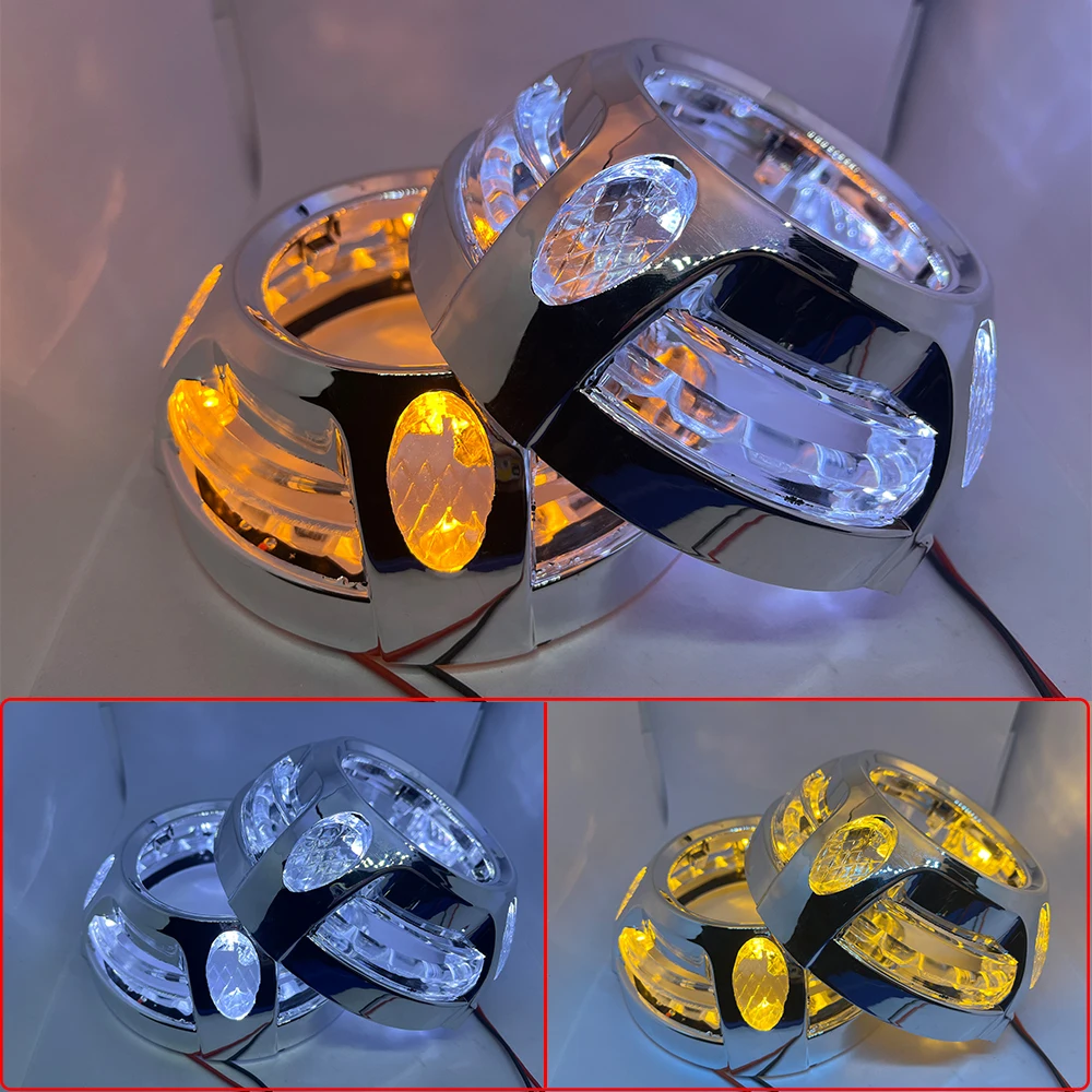 Led-Angel-Eyes-Shrouds-Silver-Cover-for-3-inch-Projector-Lens-Car ...