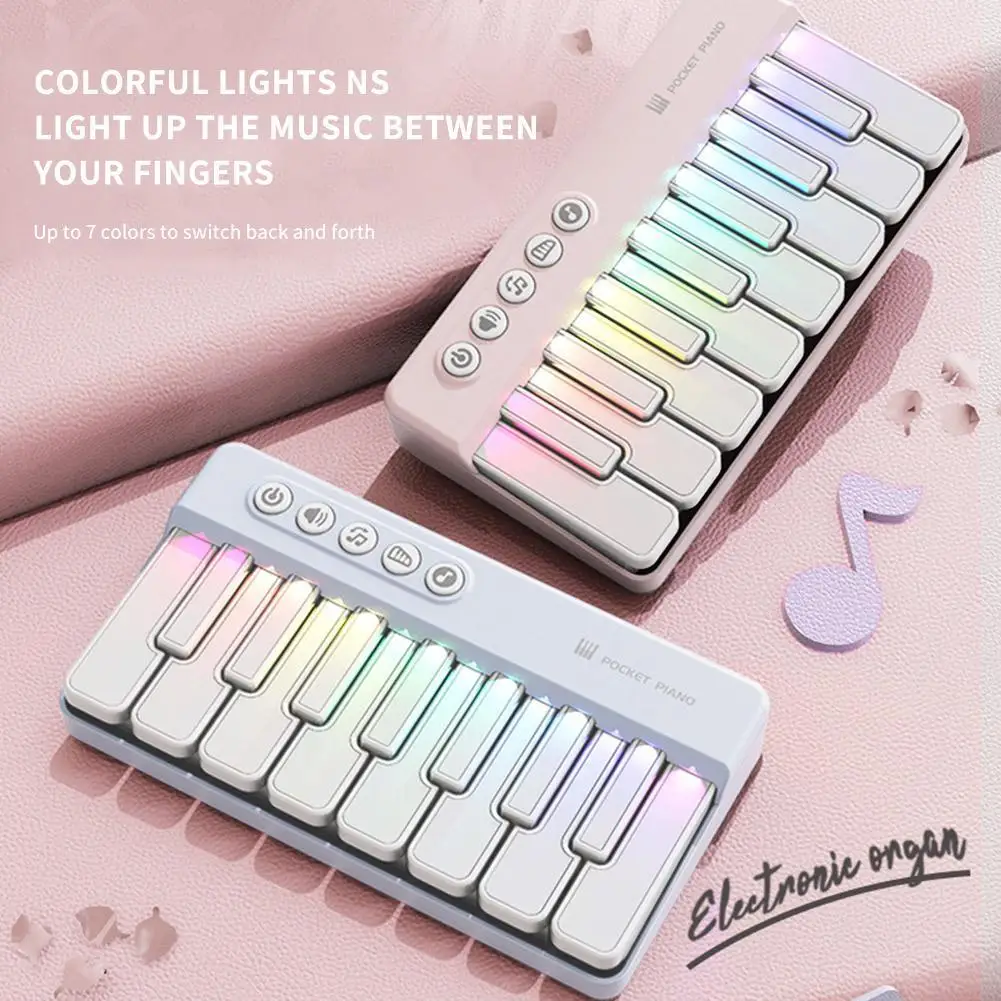 LED Rainbow-colored Keys Electronic Keyboard Kids Cartoon Piano ...