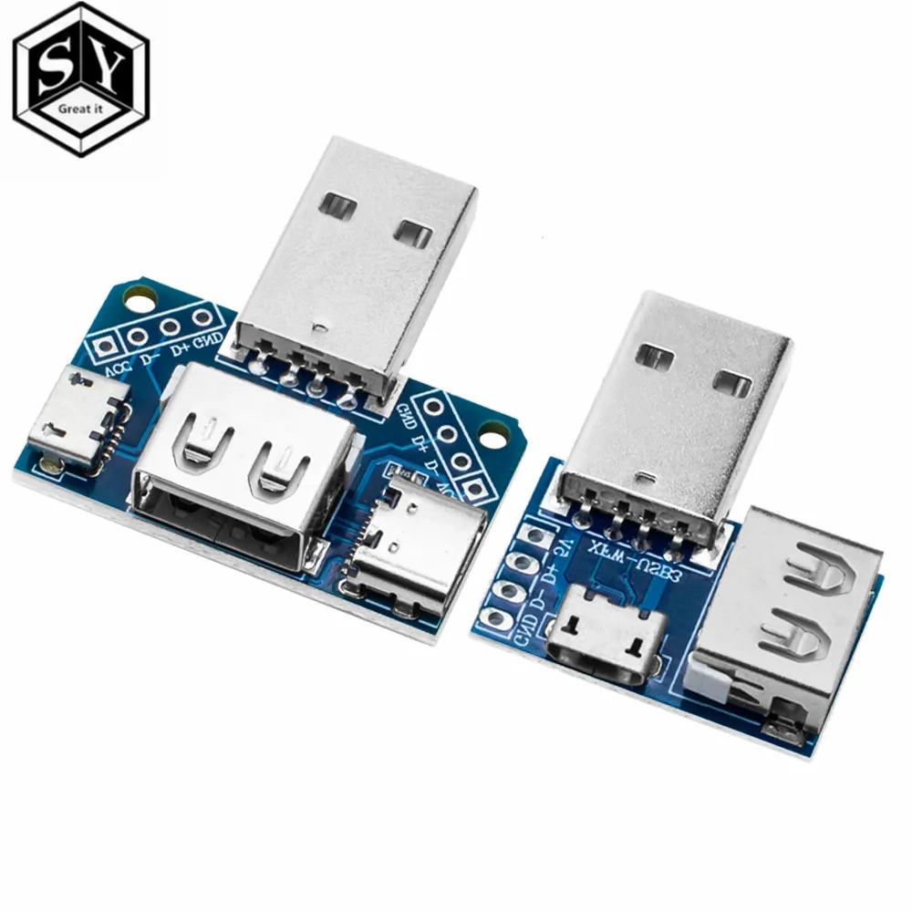 Placa de conmutación de cabeza USB macho a tipo c, Micro hembra USB 2 ...