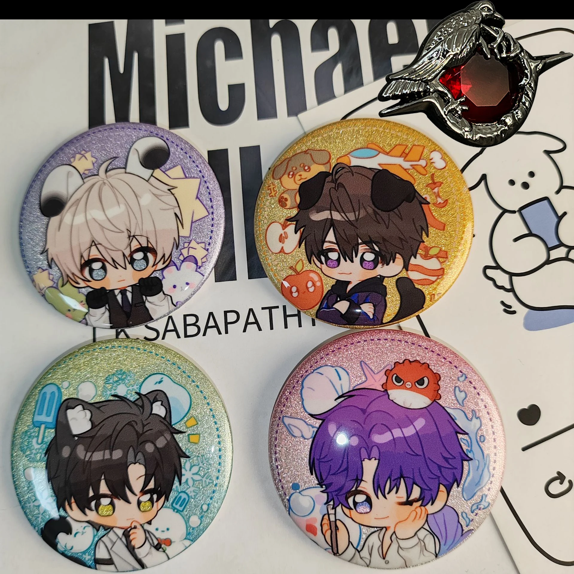 Love-And-Deepspace-Sylus-Crow-Brooches-Cosplay-Caleb-Rafayel-Tinplate ...