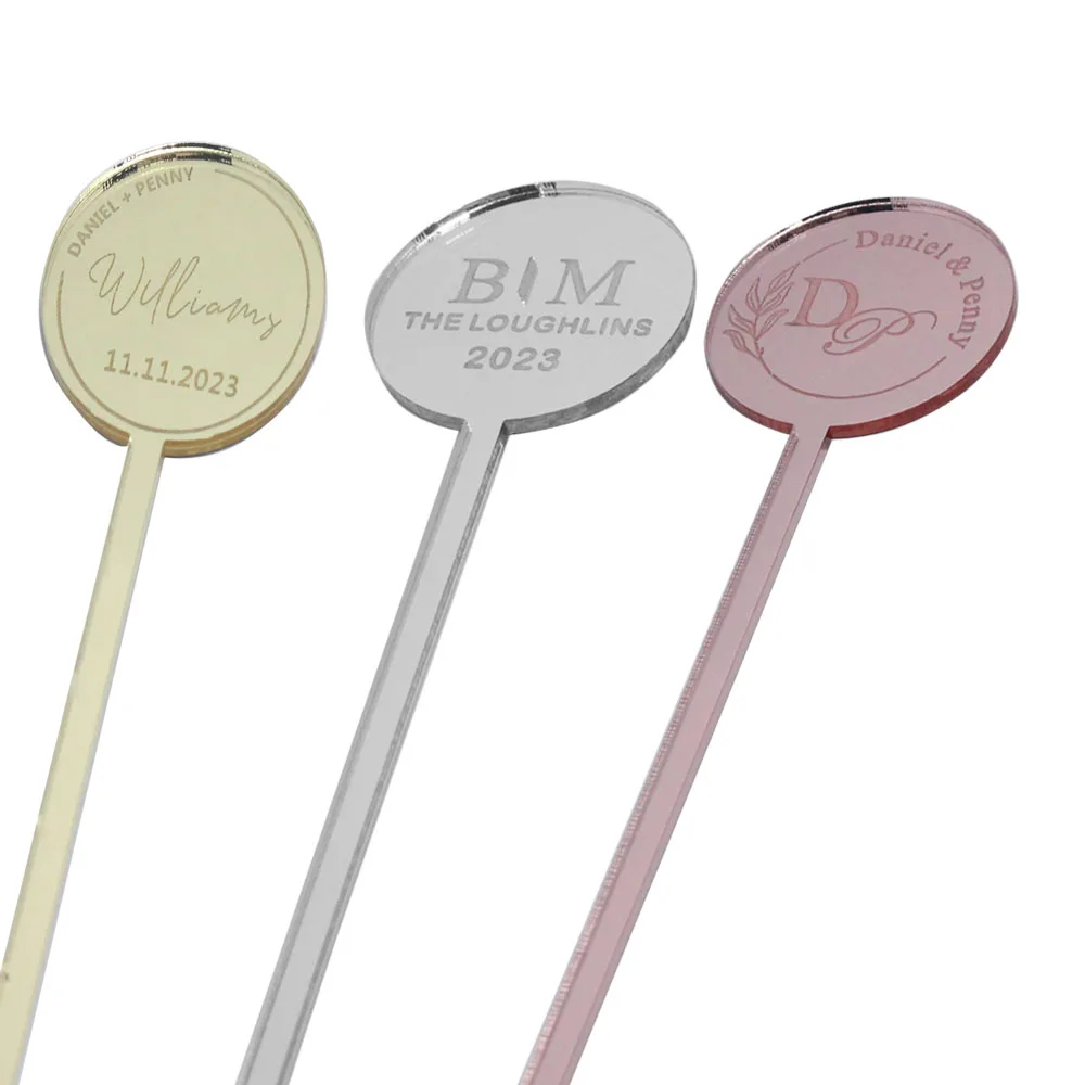15/30/100pcs Personalized Acrylic Drink Stirrers Engraved Cocktail ...