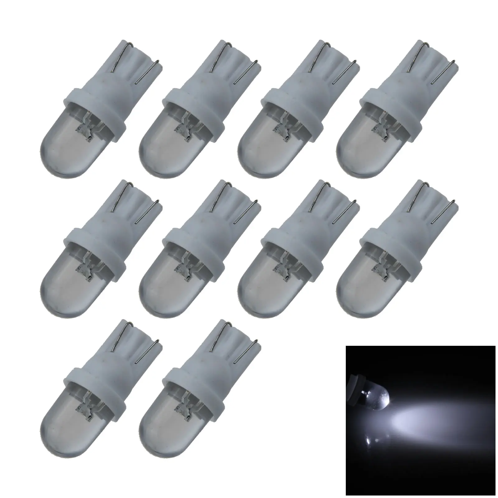 10x White Auto T10 W5W Wedge Light Parking Bulb PCB 1 Emitters In-line ...