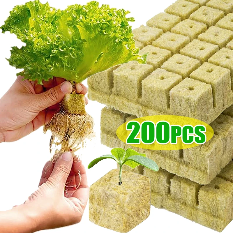 200-50pcs-Seedling-Grow-Plug-Rock-Wool-Starter-Plugs-Planting-Cubes ...