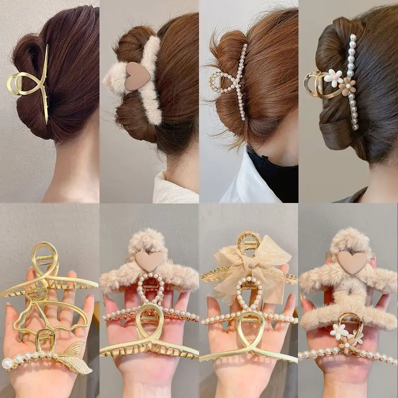 Headwear Set Hair Clip Women Fashion Gold Hairpins Large Hair Claw Crab ...