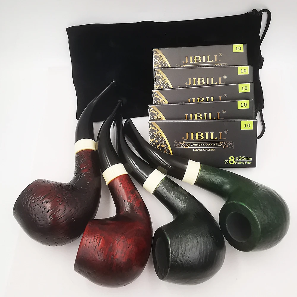 Tobacco Pipe Handmade Wooden Bent Type Handmade Wood Retro Smoking Pipe ...