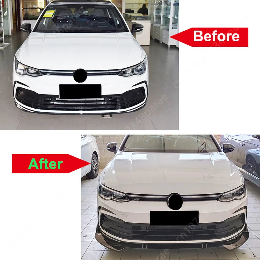 For VW Golf 8 MK8 Life GTI GTD GTE R-Line Pro 2021-2023 Black Car Front ...