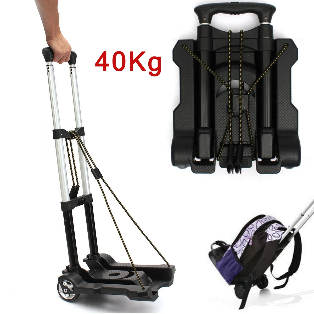 40kg Heavy Duty Foldable Hand Sack Wheel Trolley Folding Truck Barrow ...
