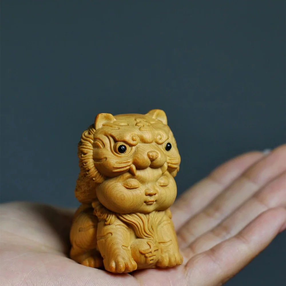 Wooden-Tiger-Baby-decorative-Small-ornaments-Hand-carved-Cute-Home-Mini ...