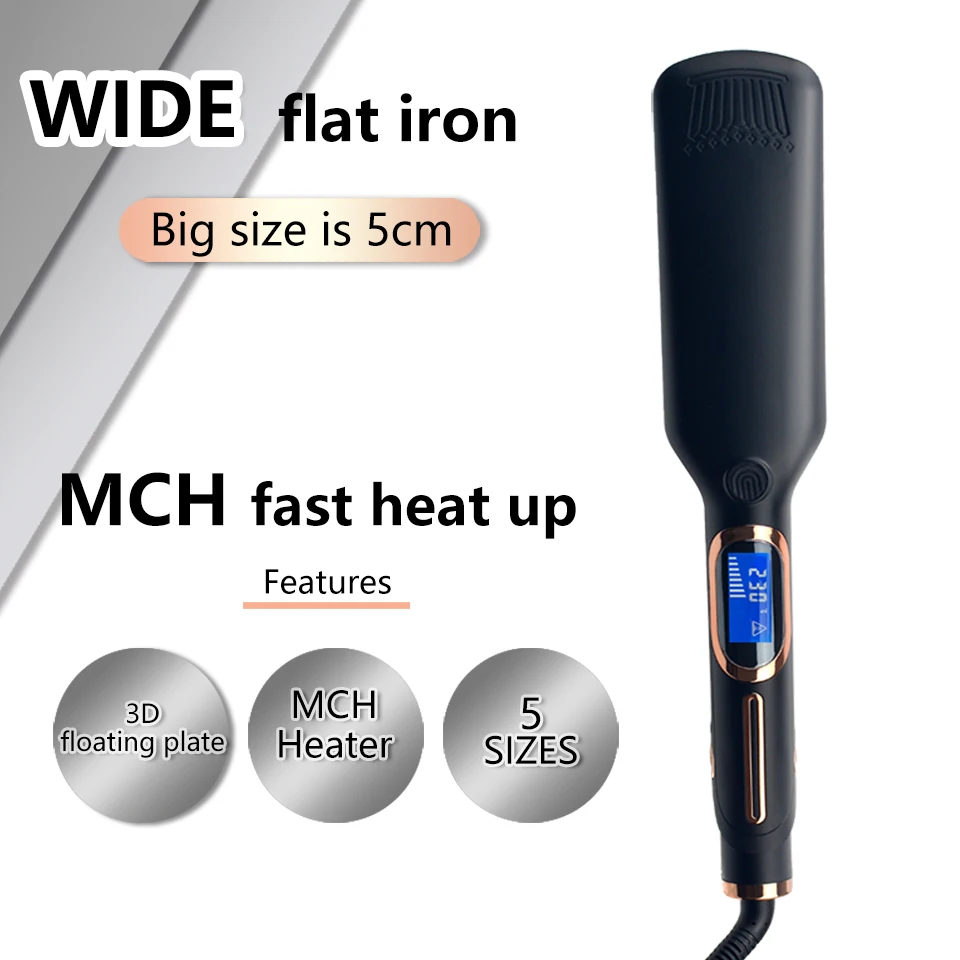 MCH-Fast-Heater-Hair-Straightener-Titanium-Flat-Iron-Wide-Plate-with ...