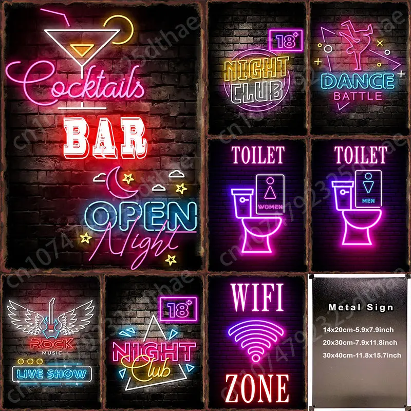 Metal-Tin-Sign-Beer-Neon-Posters-for-Bar-Cafe-Bathroom-Custom-Wall-Art ...